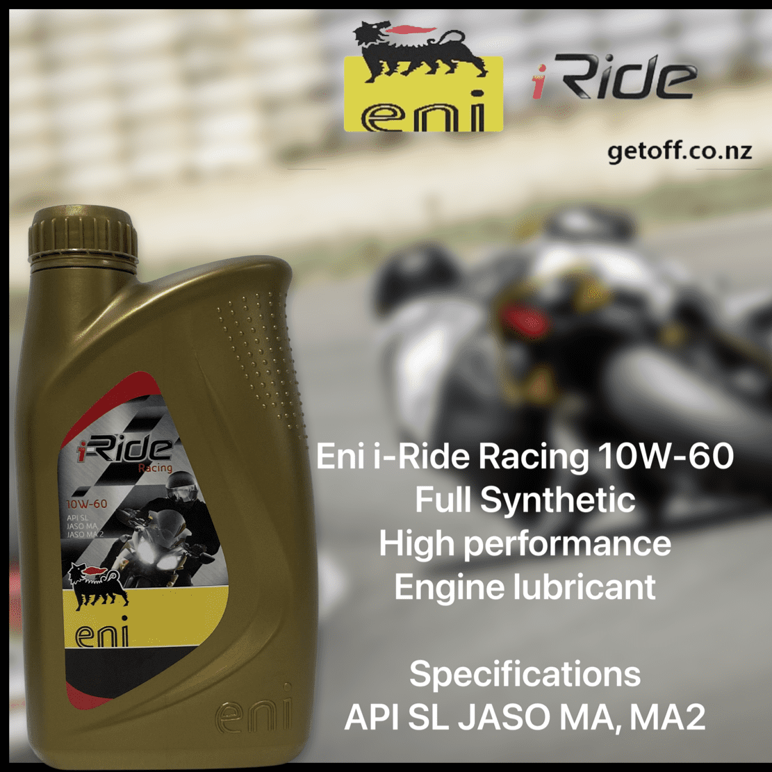 Eni i-Ride Racing 10w-60 lubricant 1 Litre - Get Off My Moto